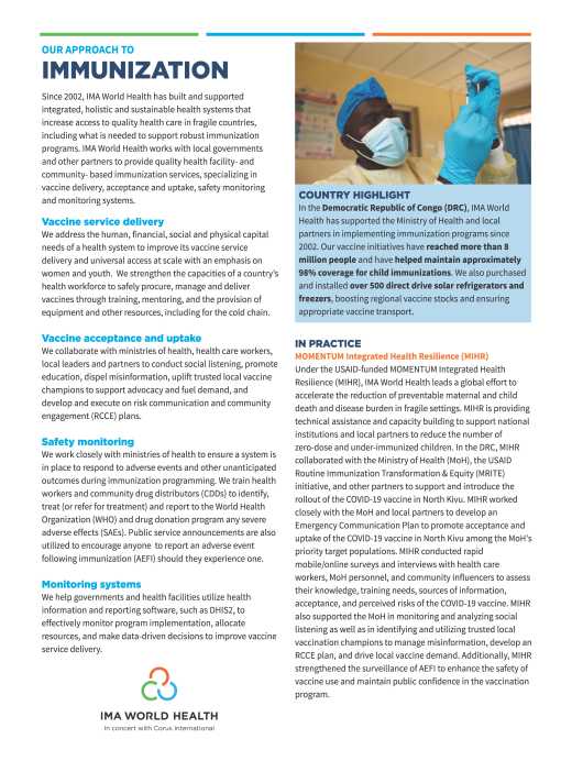 Immunization Technical Approach Overview | IMA World Health